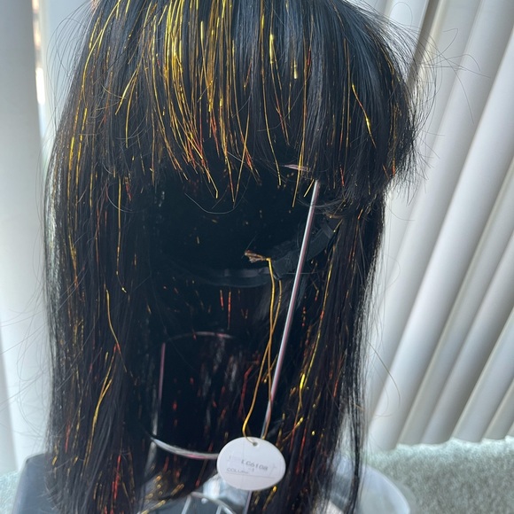 Dolls Kill | Accessories | Gold Black Tinsel Metallic Hair Wig ...